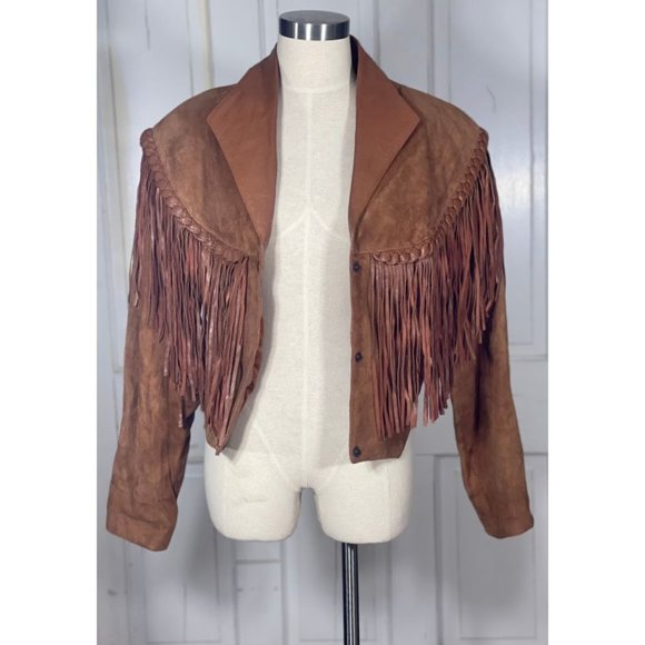 Rangewear | Jackets & Coats | Western Style Brown Leather Fringe Crop ...